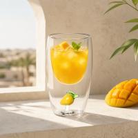 China Customizable Double Wall Borosilicate Glass Cup 350ml 450ml Cola Cup with Flowers for sale