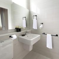 China ISO9001 Certified 4 Piece Stainless Steel Towel Rail Bathroom Accessories Set Wall Mounted for sale