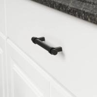 China 6.63 Inch Stainless Steel Straight Bar Cabinet Handle 5 Inch Hole Center Flat Black for sale