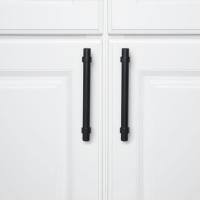 China 6.63 Inch Stainless Steel Straight Bar Cabinet Handle 5 Inch Hole Center Flat Black for sale