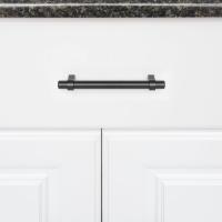 China 6.63 Inch Stainless Steel Straight Bar Cabinet Handle 5 Inch Hole Center Flat Black for sale
