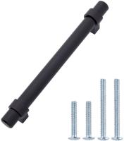 China 6.63 Inch Stainless Steel Straight Bar Cabinet Handle 5 Inch Hole Center Flat Black for sale