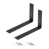 China Customized Iron Metal Black Wall Floating Shelf Brackets with Cutting Process Included for sale