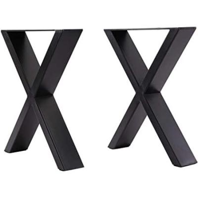 China Custom Black Powder Coated Wrought Cast Iron Square Metal Bench Leg 80cm for sale