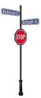China Customized Brass Road Side Sign Pole Base and Top Brackets for Customer's Request for sale
