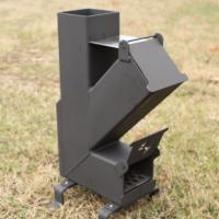China Custom Flat Pack Rocket Stove 80x40x30 cm Portable Camping Wood Burning Stove for sale