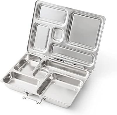 China Custom Stainless Steel Lunch Box 5 Compartments Heavy Duty Powder Coated 304 Grade for sale
