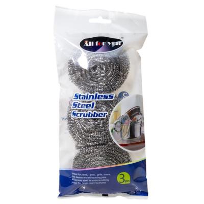 China Stainless Steel Wire Scourer AISI 410 Kitchen Cleaning Scrubber 15g Silver for sale