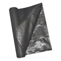 China PP Woven Weed Control Mat 90gsm Ground Cover Fabric 1.6m Wide UV Resistant Agricultural Black Plastic for sale