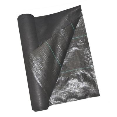 China PP Woven Weed Control Mat 90gsm Ground Cover Fabric 1.6m Wide UV Resistant Agricultural Black Plastic for sale