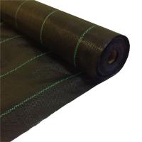 China PP Woven Weed Control Mat 90gsm Ground Cover Fabric 1.6m Wide UV Resistant Agricultural Black Plastic for sale