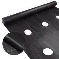 China PP Woven Weed Control Mat 90gsm Ground Cover Fabric 1.6m Wide UV Resistant Agricultural Black Plastic for sale