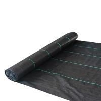 China PP Woven Weed Control Mat 90gsm Ground Cover Fabric 3-5 Year UV Resistant Agricultural Black Plastic for sale
