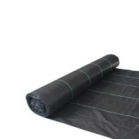 China PP Woven Landscape Fabric Ground Cover Weed Mat 90gsm 1.6m Wide UV Resistant for sale