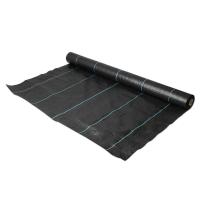 China Recyclable PP Woven Weed Control Mat 90gsm Black with White Lines Chemical Resistant for Garden for sale