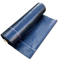 China Recyclable PP Woven Weed Control Mat 90gsm Black with White Lines Chemical Resistant for Garden for sale
