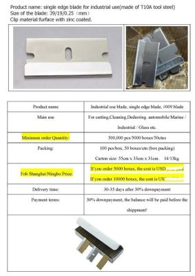 China Industrial Single Edge Razor Blade 009 Carbon Steel Precision Ground 100 Pack for sale