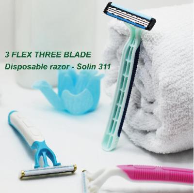 China SOLIN311 Triple blade disposable shaving razor for sale