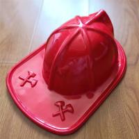 China Children's Fire Chief Plastic Hat 17cm Depth 50cm Circumference with Elastic Strap for sale