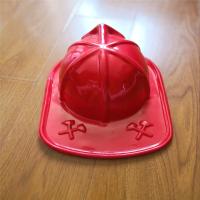 China Children's Fire Chief Plastic Hat 17cm Depth 50cm Circumference with Elastic Strap for sale