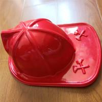 China Children's Fire Chief Plastic Hat 17cm Depth 50cm Circumference with Elastic Strap for sale