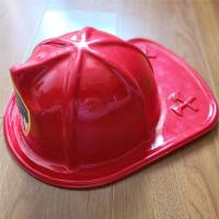 China Children's Fire Chief Plastic Hat 17cm Depth 50cm Circumference with Elastic Strap for sale