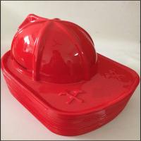 China Child Size Red Plastic Fire Chief Hat Halloween Party Plasticfireman Helmet Hat for sale