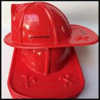 China Child Size Red Plastic Fire Chief Hat Halloween Party Plasticfireman Helmet Hat for sale