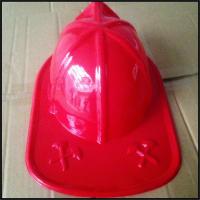 China Child Size Red Plastic Fire Chief Hat Halloween Party Plasticfireman Helmet Hat for sale