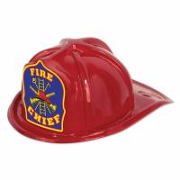 China Child Size Red Plastic Fire Chief Hat Halloween Party Plasticfireman Helmet Hat for sale