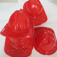 China Child Size Red Plastic Fire Chief Hat Halloween Party Plasticfireman Helmet Hat for sale