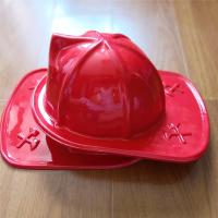 China Child Size Red Plastic Fire Chief Hat Halloween Party Plasticfireman Helmet Hat for sale