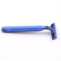 China rubber handle twin triple blade disposable face shaving razor for sale