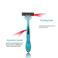 China R319 Stainless Steel 3 Blade Disposable Razor with Plastic Handle and Rubber Grip for Wet Shaving for sale