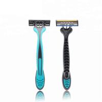 China Disposable Triple Blade Razor 6g Stainless Steel Shaving Razor Blue Green for sale
