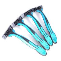 China Disposable Triple Blade Razor 6g Stainless Steel Shaving Razor Blue Green for sale
