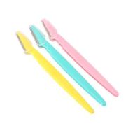 China Disposable Eyebrow Razor Pack of 3 Stainless Steel Blades with Lubricating Strip for sale