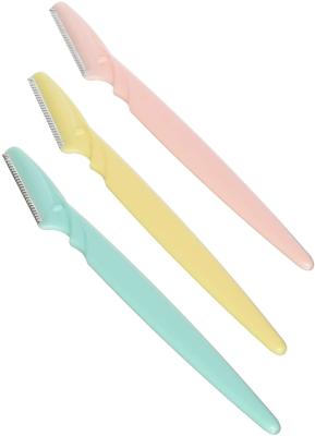 China Disposable Eyebrow Razor Pack of 3 Stainless Steel Blades with Lubricating Strip for sale