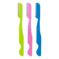 China Plastic Handle Wonder Eyebrow Razor 3-Blade Stainless Steel with Lubricating Strip for sale