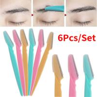 China 6pcs Facial Hair Eyebrow Razor Trimmer Shaver with 3 Stainless Steel Blades for sale