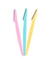 China Disposable Eyebrow Razor 3 Pack Stainless Steel Blade Pink Anti Slip Handle for sale