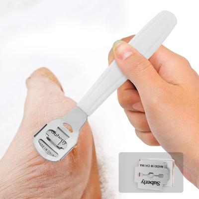 China Stainless Steel Pedicure Callus Shaver Set 22x25mm with 10 Replacement Blades for Professional Foot Care for sale