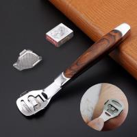 China Stainless Steel Foot Care Pedicure Callus Shaver Hard Skin Remover Wood Handle 22x25mm 10 Blades for sale