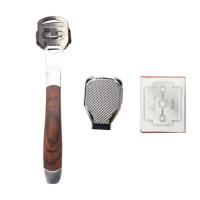China Stainless Steel Foot Care Pedicure Callus Shaver Hard Skin Remover Wood Handle 22x25mm 10 Blades for sale