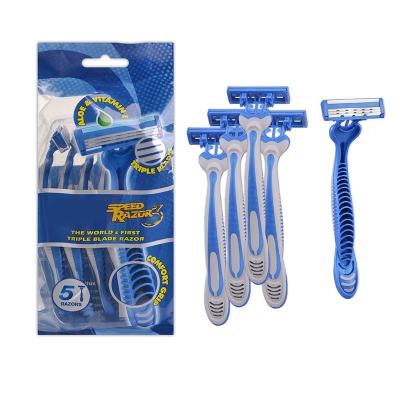 China Disposable 3 Blade Razor with TPR Handle for Men and Women 5pcs per Bag for sale