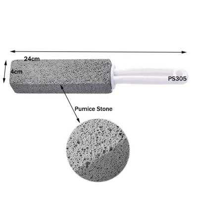 China Disposable Pumice Stone Toilet Cleaner with Handle 24x3.8cm Foam Glass Hard Water Ring Remover for sale