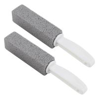 China Foam Glass Toilet Bowl Pumice Cleaning Stone Brush with Handle 24cm 2 Pack for Hard Water Rust Stain Remover for sale