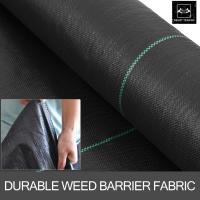 China Heavy Duty Woven Ground Cover Landscape Fabric PP Weed Barrier Mat 3x200 ft 90gsm for sale