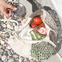 China Reusable Cotton Mesh Produce Bag Large String Shopping Tote for Fruits Vegetables 35x40cm for sale