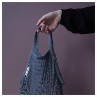 China Organic Cotton Reusable Mesh Grocery Bags 35x40cm Produce String Shopping Bags with Long Handles for sale